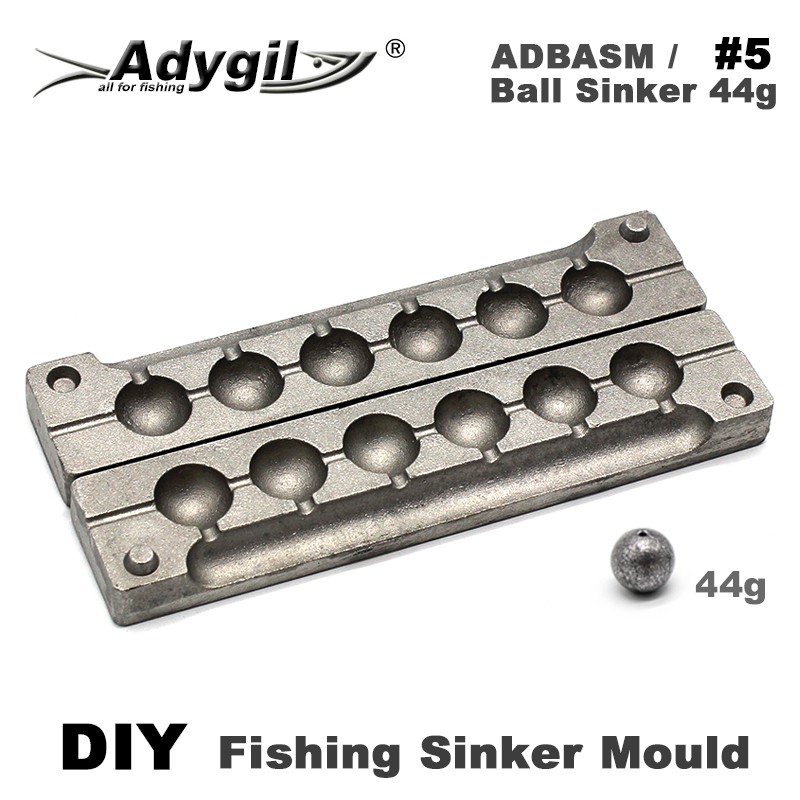 Adygil DIY Fishing Ball Sinker Mold ADBASM/#5 Ball Sinker 44g 6 ...