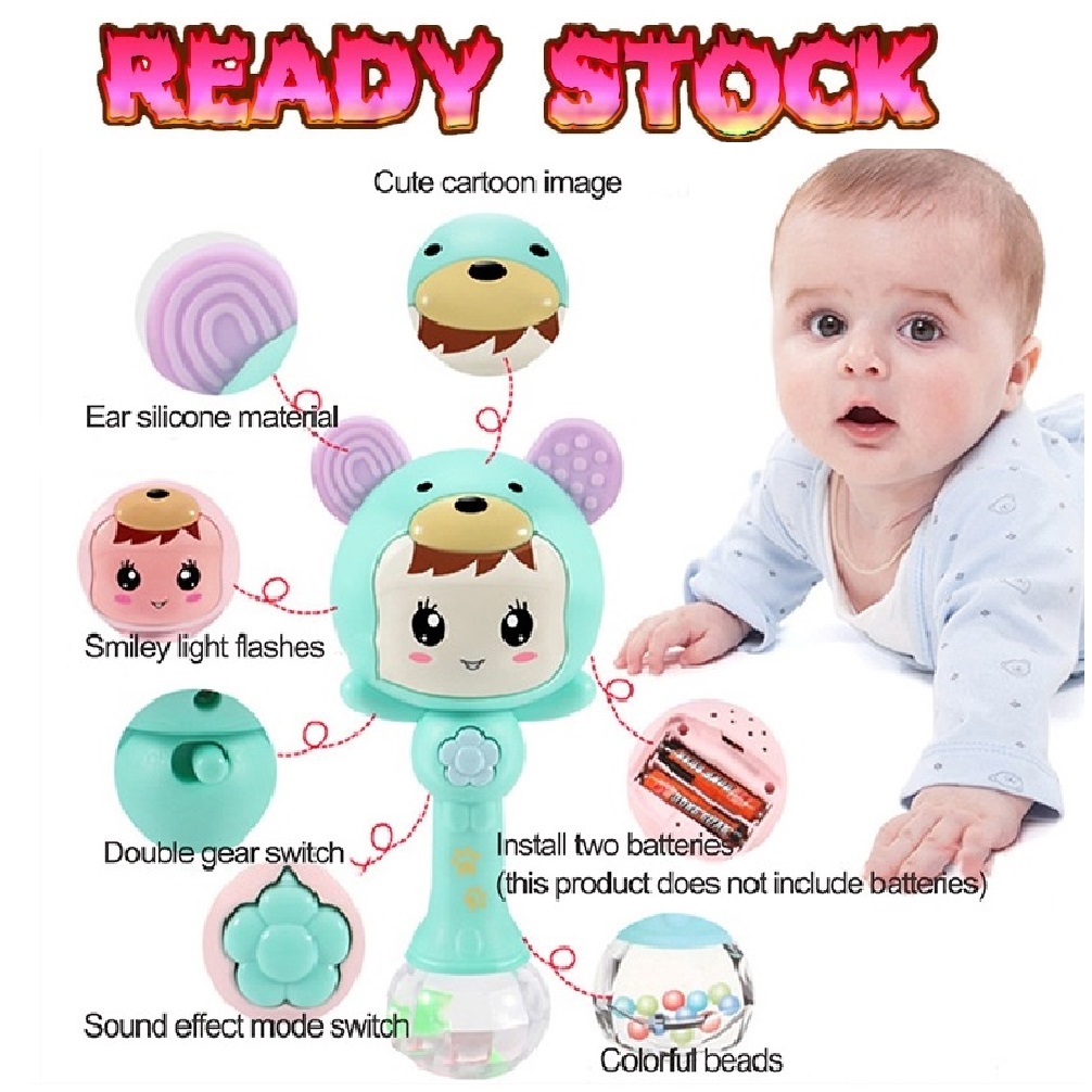 Baby Shaker Sand Hammer Light Music Baby Toy Rattle stick teether ...