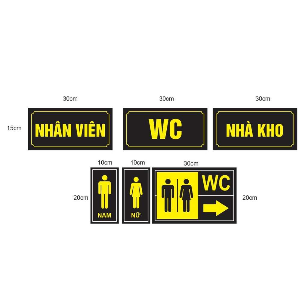 Mica sign set includes signs indicating office areas, staff, and WCs ...