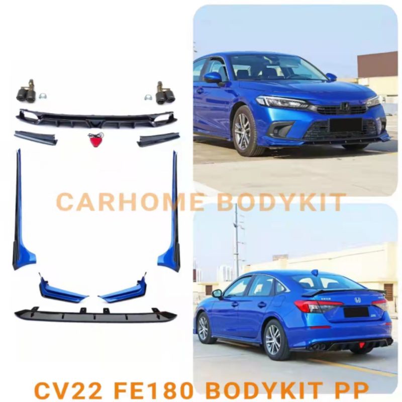 Honda Civic FE 2022 FE 180 body kit skirting FE180 bodykit akrapovic ...