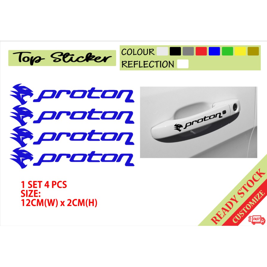4 PCS PROTON CAR DOOR HANDLE STICKER PROTON SAGA WIRA WAJA IRIZ PERSONA ...