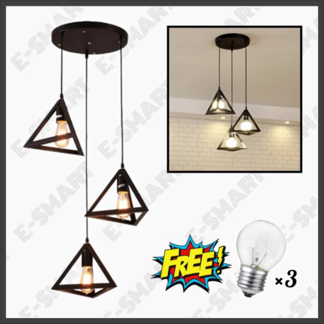 E-SMART TRIANGLE DESIGN METAL CEILING PENDANT LIGHT DECORATIVE LIGHT ...