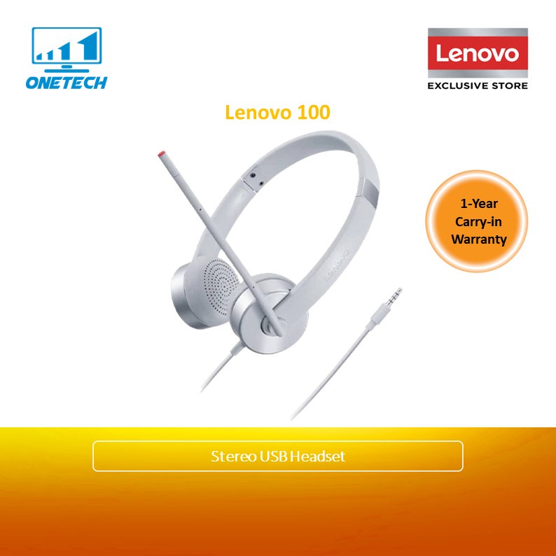 Lenovo 100 Stereo Analog Headset - Silver [1-Yr Warranty] | Shopee Malaysia