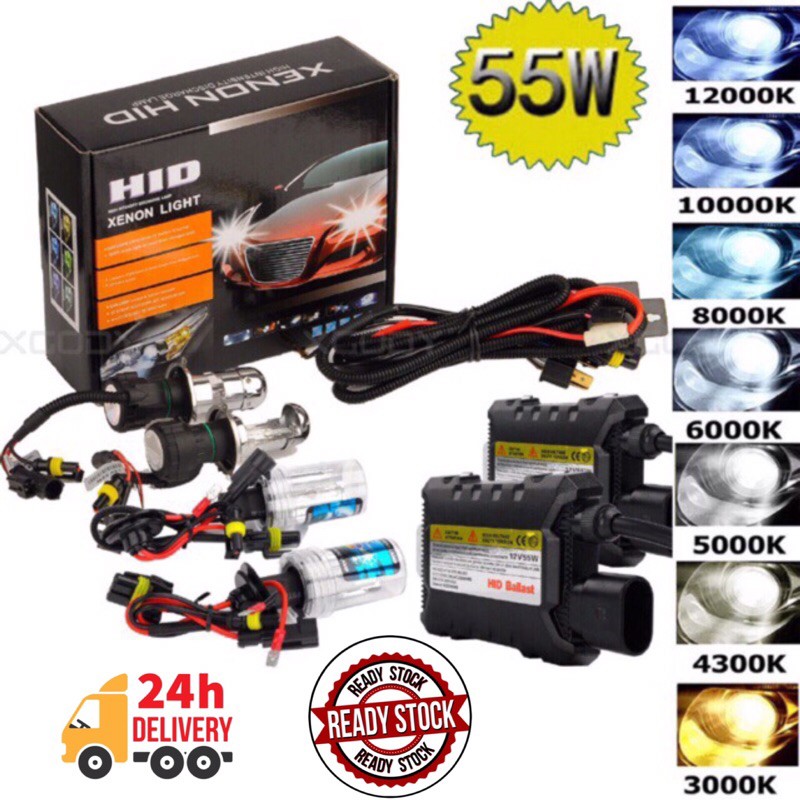 55W HID Xenon Headlight Conversion KIT Bulbs H1 H3 H4 H7 H8 H11 9005 ...