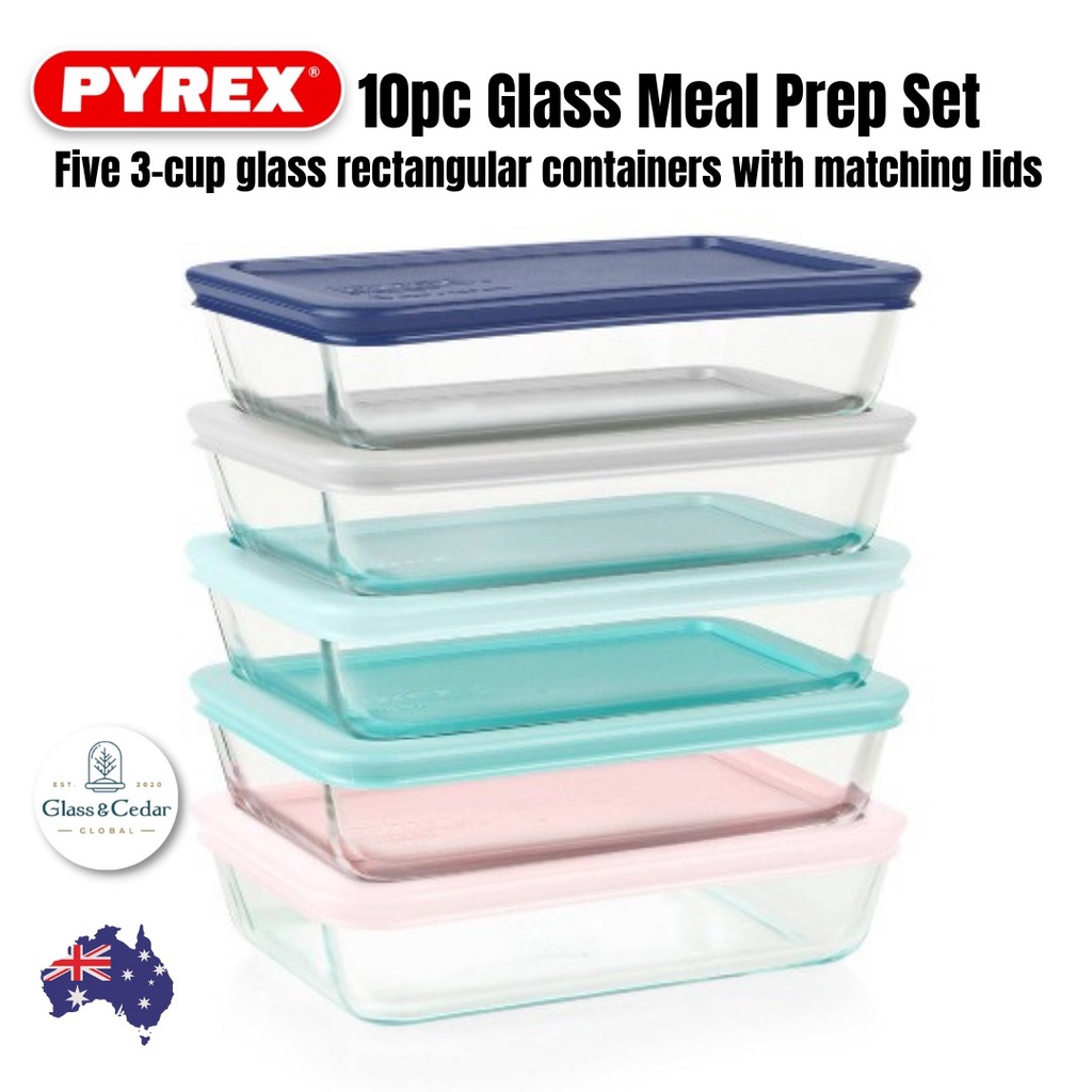 (IMPORTED 🇦🇺) PYREX GLASS MEAL PREP SET 10 PIECES SET | Shopee Malaysia