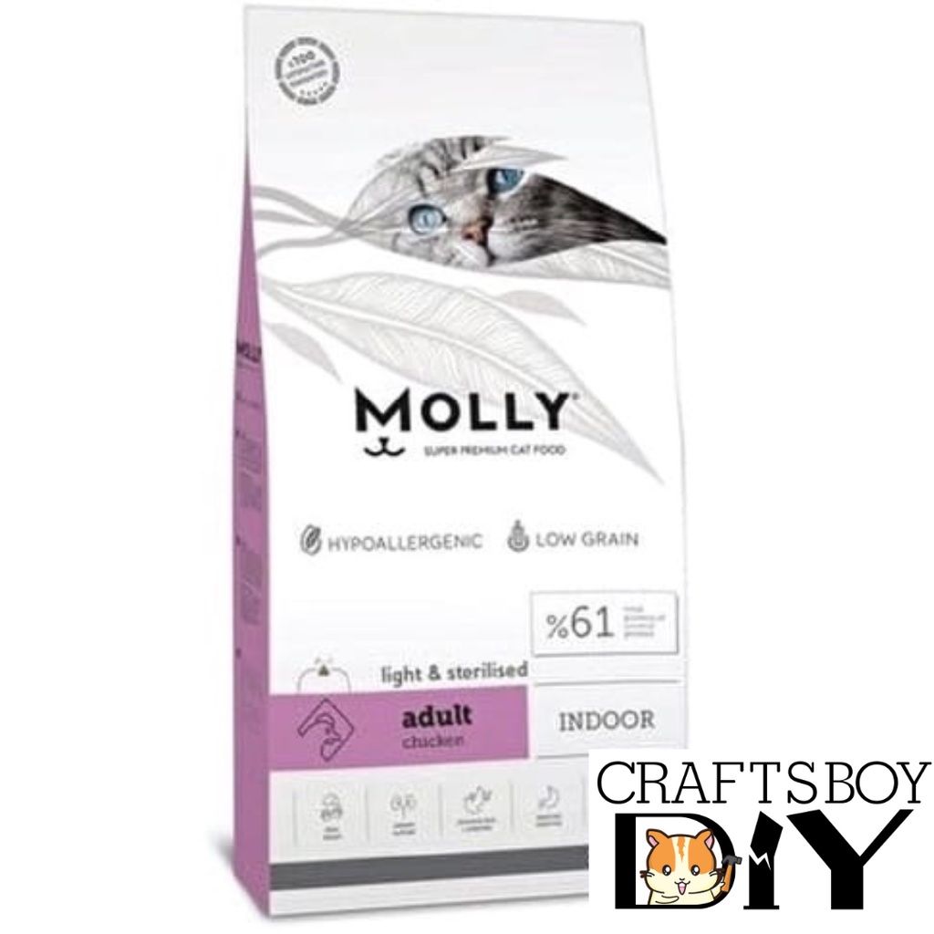 Molly Super Premium Cat Food 2kg/ 500g Kitten Hairball Renal Care ...