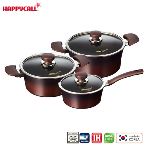 Happycall Triple Titanium Nonstick IH Induction Pot 3pcs Set | Shopee ...