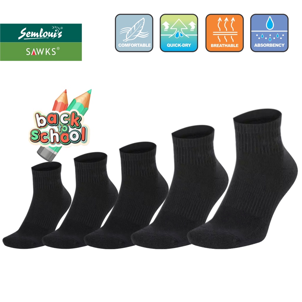 STOKIN SEKOLAH / 3 IN 1 / ANKLE SOCKS / STOKIN HITAM / STOKIN KANAK ...