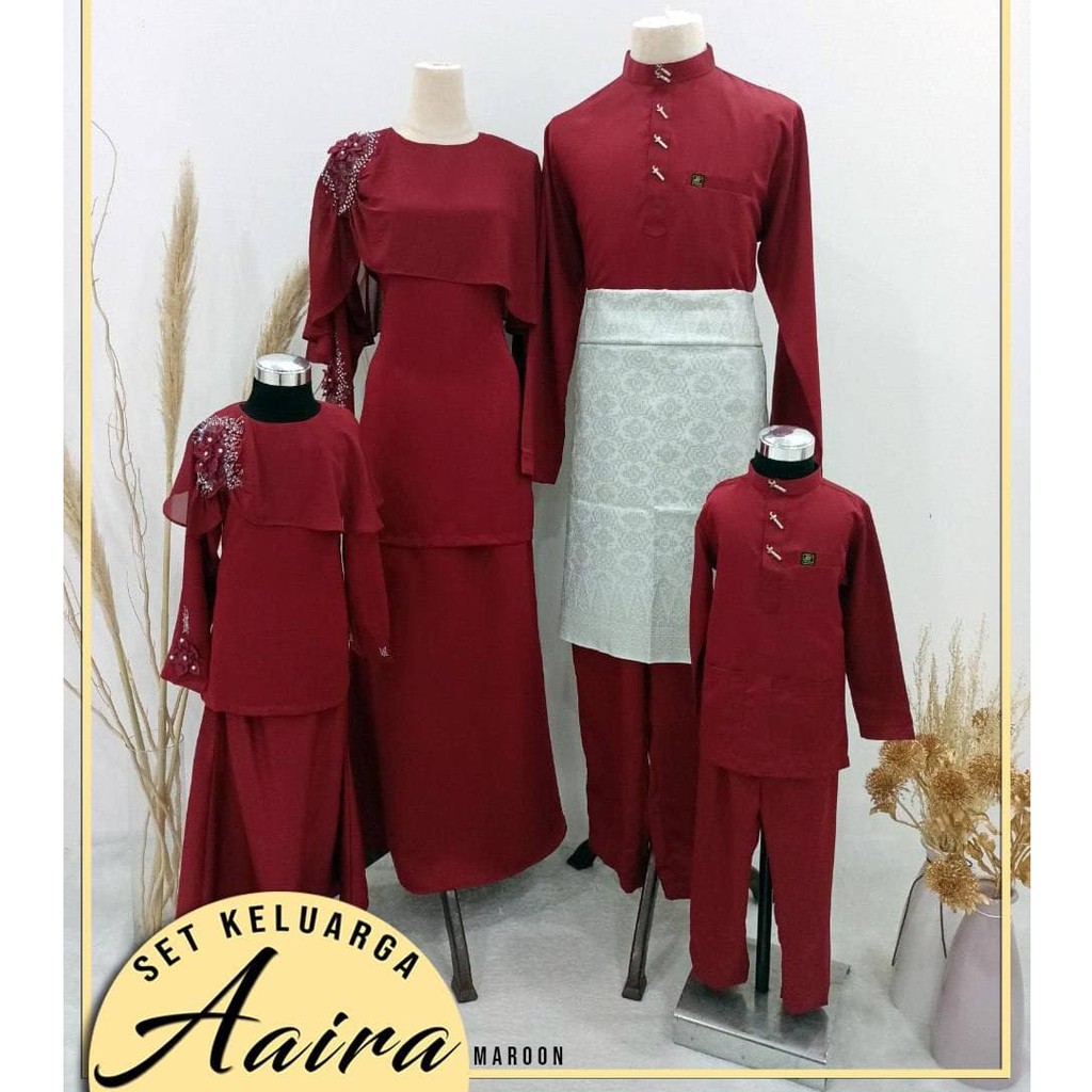 Set Family Aaira Warna Maroon | Shopee Malaysia