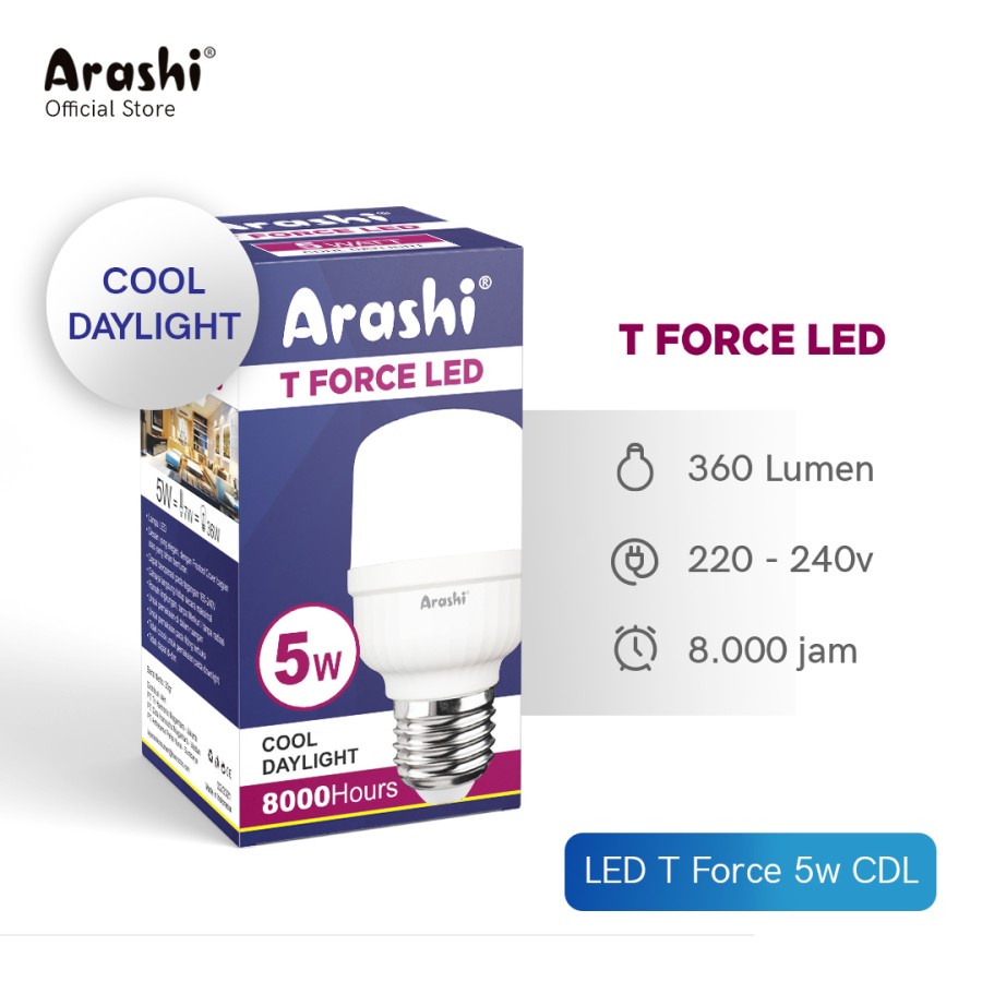 Arashi T force LED Bulb 5 Watt CDL Bright LED Lamp | Shopee Malaysia