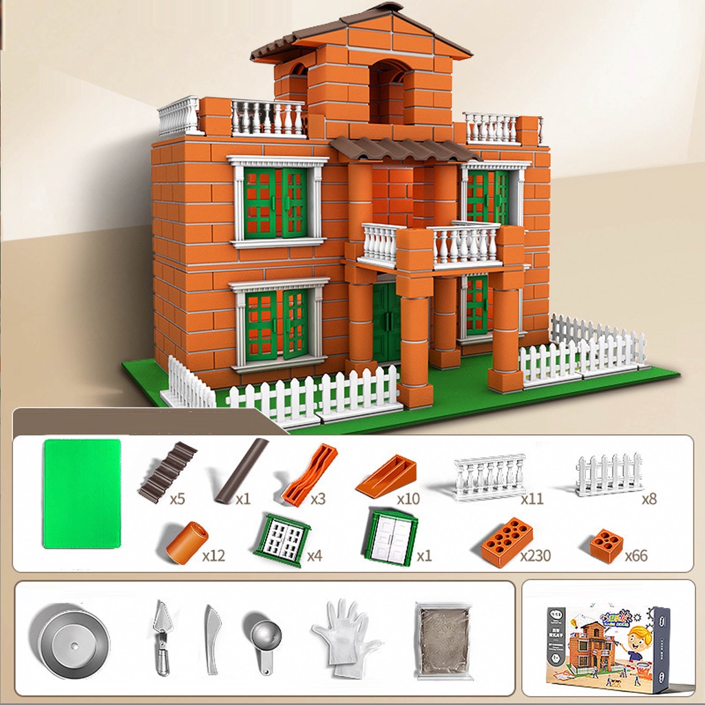 Handmade DIY Miniature Building Cottage Villa with Brick Blocks ...