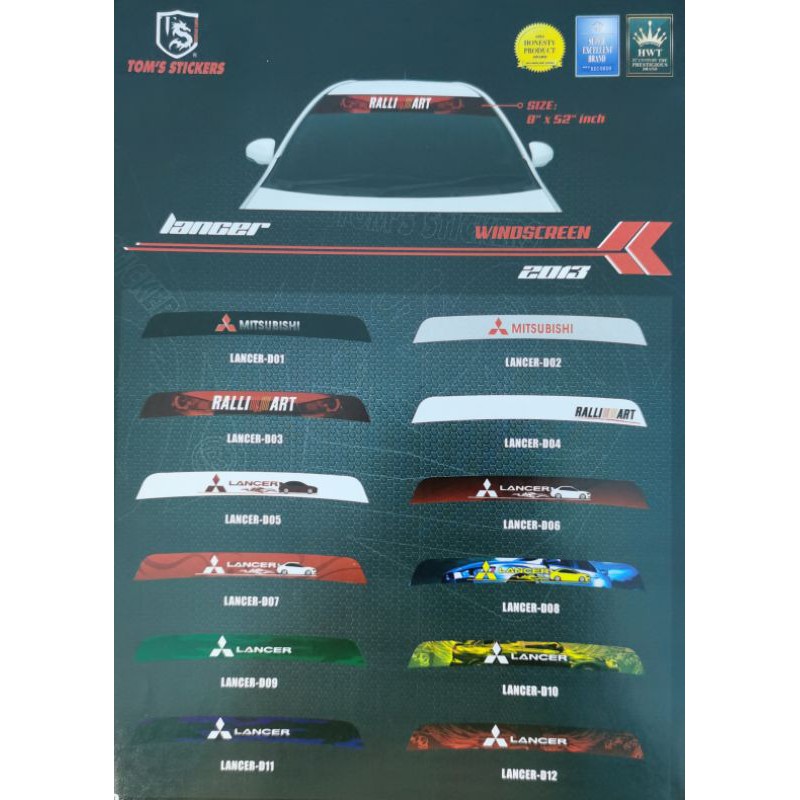 👍👍 MITSUBISHI LANCER CAR FRONT WINDSHIELD STICKER | Shopee Malaysia