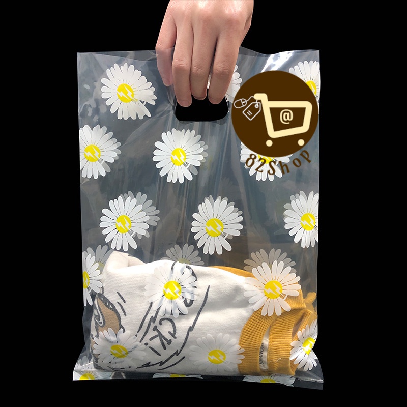 Thick Plastic Bag Cute Daisy Transparent Gift Shopping Children Kid ...