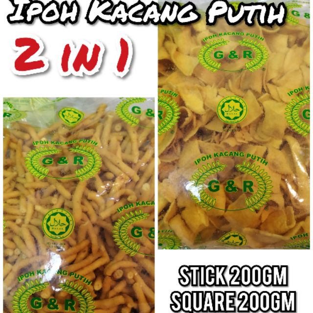 Indian Famous Snacks Ipoh Kacang Putih 200gm stick snack + 200gm square ...