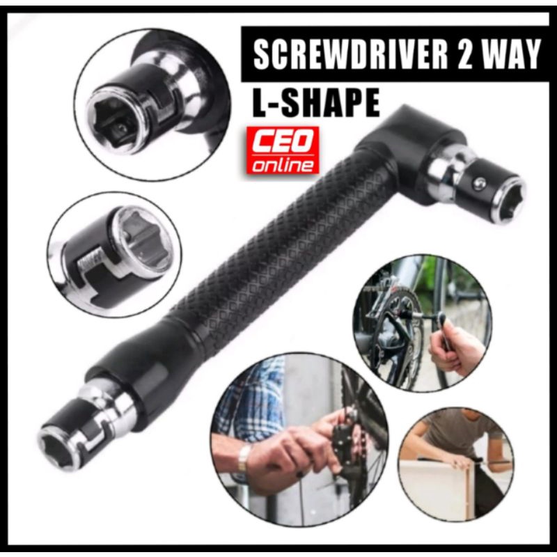 CEO 🇲🇾 L-Shape Screwdriver Bit Two Way 1/4 Inch Hex Socket Torque ...
