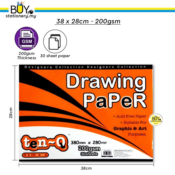 TEN Q A3 B4 Drawing Paper Sketch Book 165 200 135 gsm -(30s/PKT)[Spend ...