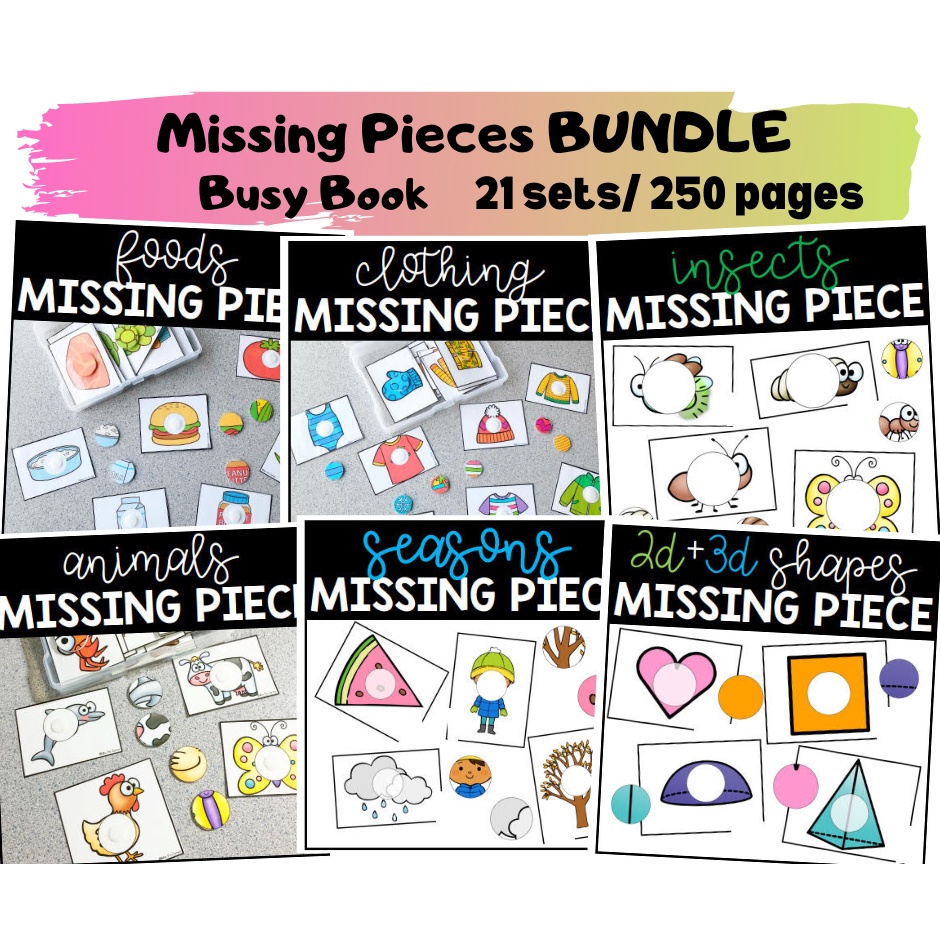A313 - Printable Missing Pieces Bundle Busy Book 21 sets 250 pages [PDF ...