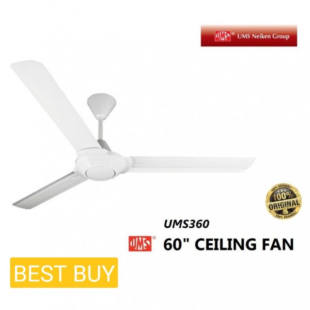 UMS 60" Ceiling Fan 3 Blade White Regulator ( Twin Packs ) | Shopee ...