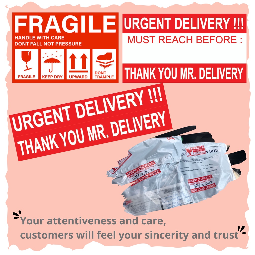Waterproof Stickers / Urgent Delivery Stickers / Parcel Stickers ...