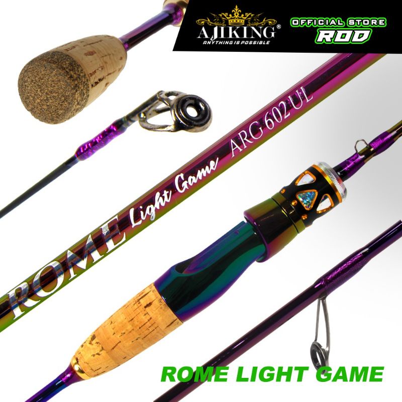 Joran pancing (5'6ft-6'6ft) Ajiking Rome Light Game Spinning Fishing ...