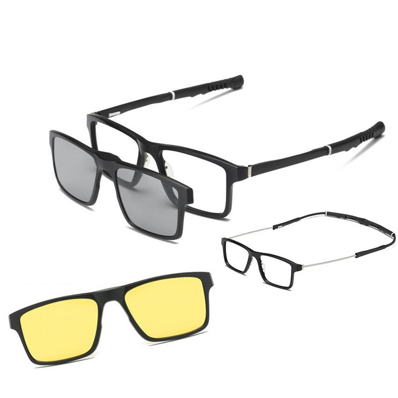 2 in 1 Clip On Sunglasses Men Polarized Magnet Glasses Magnetic Clips ...