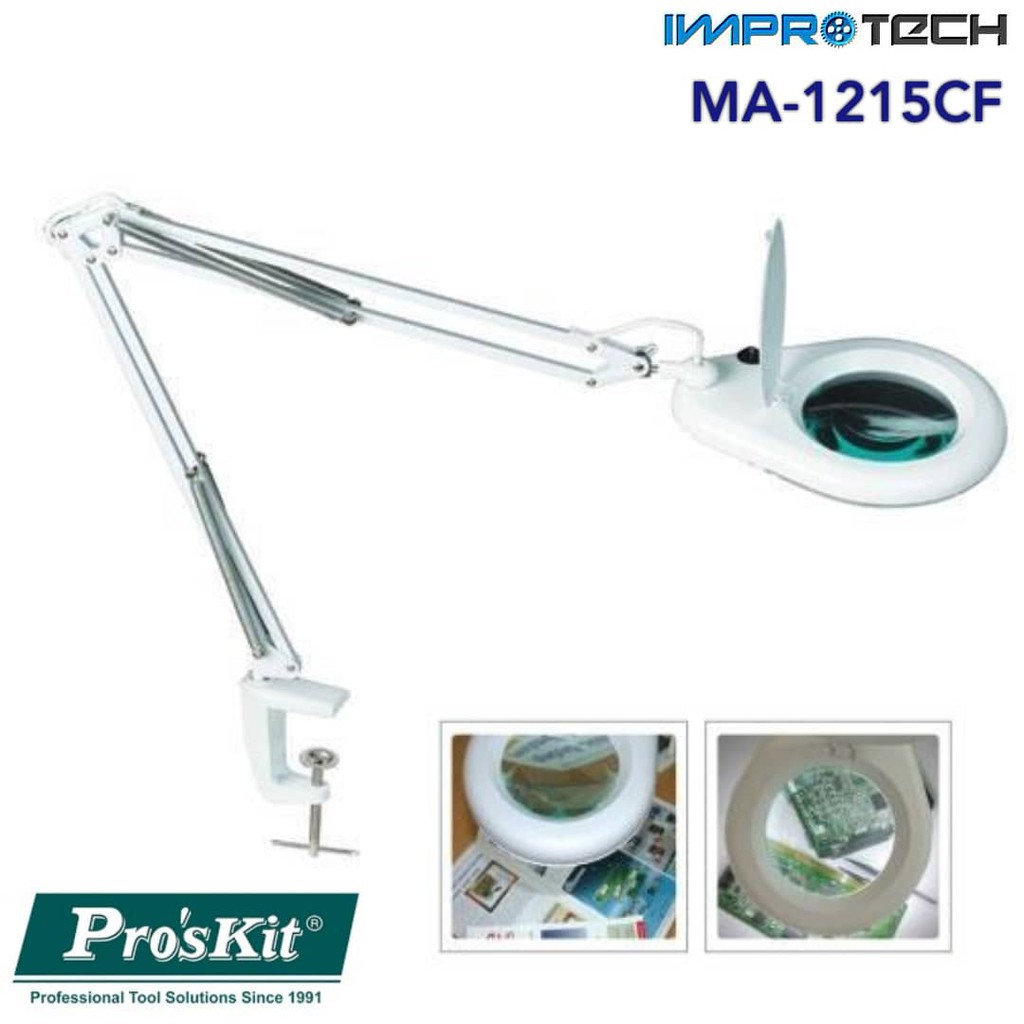 PROSKIT Table Clamp Magnifier With Workbench Lamp 220V - White ~ [ MA ...