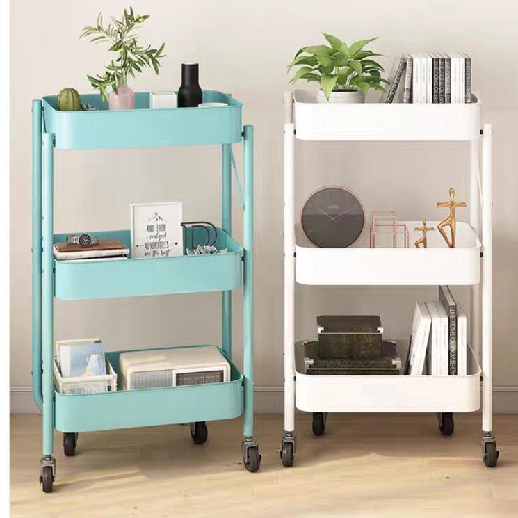 3 Tier Rolling Utility Cart Multi-function Metal Organization Storage ...
