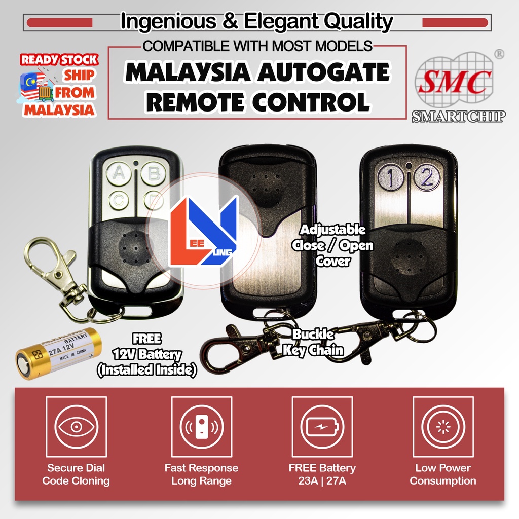 Autogate Door Remote Control SMC5326 330MHz 433MHz Auto Gate Stainless ...