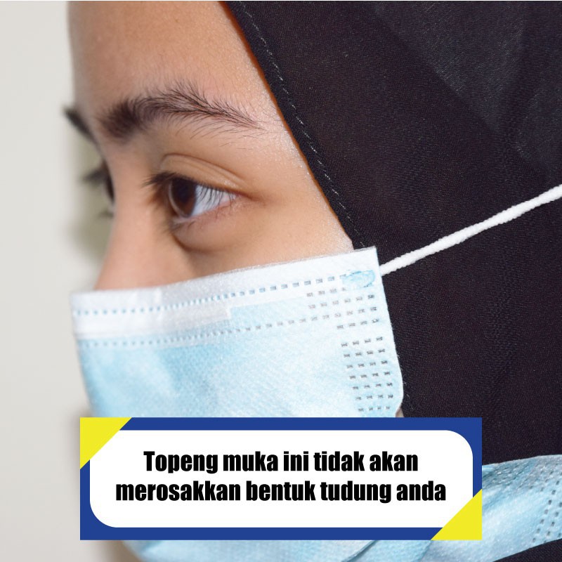 BLUE FACE MASK HEADLOOP FOR HIJAB WOMEN 3 LAYER-FACE MASK YANG SANGAT ...