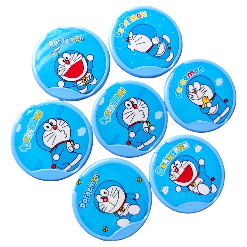 Mini makeup mirror with bag and Doraemon round blue comb | Shopee Malaysia