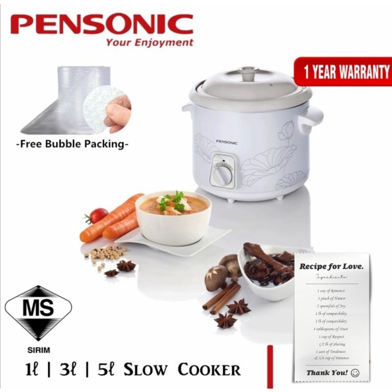 [FREE BUBBLE PACKING ] Pensonic Ceramic Slow Cooker | PSC-101 PSC-301 ...