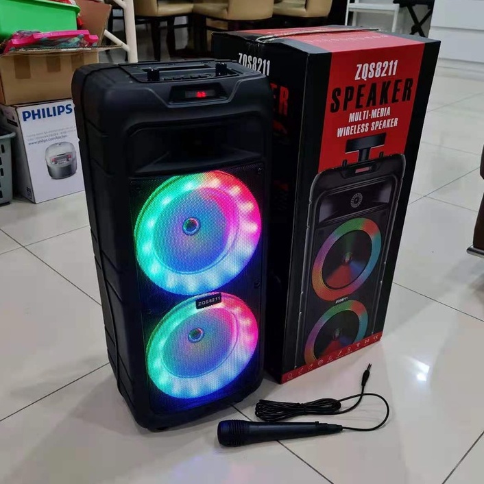 ZQS-8211 TWS Wireless Bluetooth 5.0 Portable Speaker / Super Bass / RGB LED Light / FM Radio ...