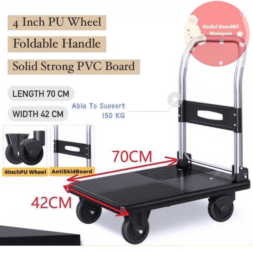Trolley Hand Truck Foldable Trolley Troli Barang 90Kg 150KG Light ...