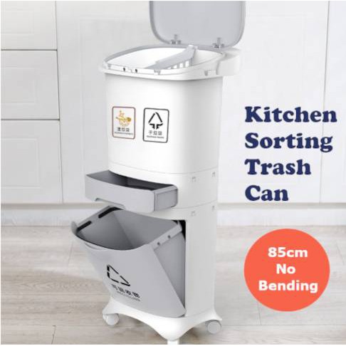 Kitchen Mobile Sorting Waste Bin/Trash with Wheel (READY STOCK ...