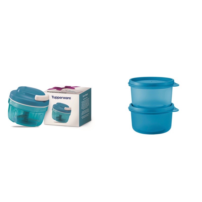 Tupperware Blue Turbo Chopper 300ml + Round Keeper 380ml (2pcs ...