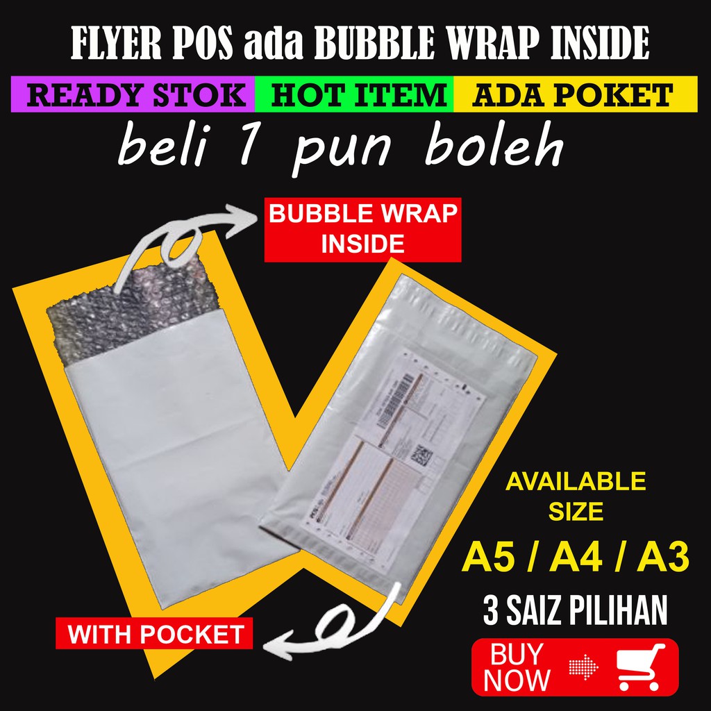 PLASTIK POS with BUBLE WRAP INSIDE saiz S / M / L (10pcs) | Shopee Malaysia