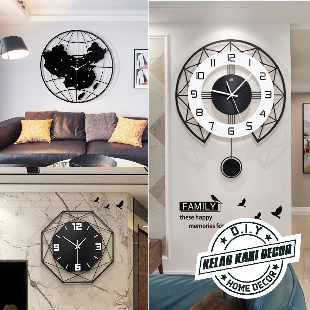 World Clock Exclusive Map Jam Dinding Modern Stye Wall Deco | Shopee ...