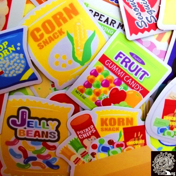 SP62 44 Pcs Snack Time Potato Chips Candy Cookies Sticker Pack | Shopee ...