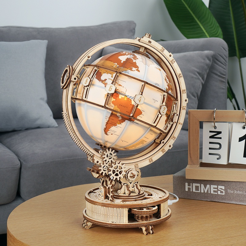 Robotime Rokr 147 PCS Luminous Globe LED DIY Wooden Model Building ...