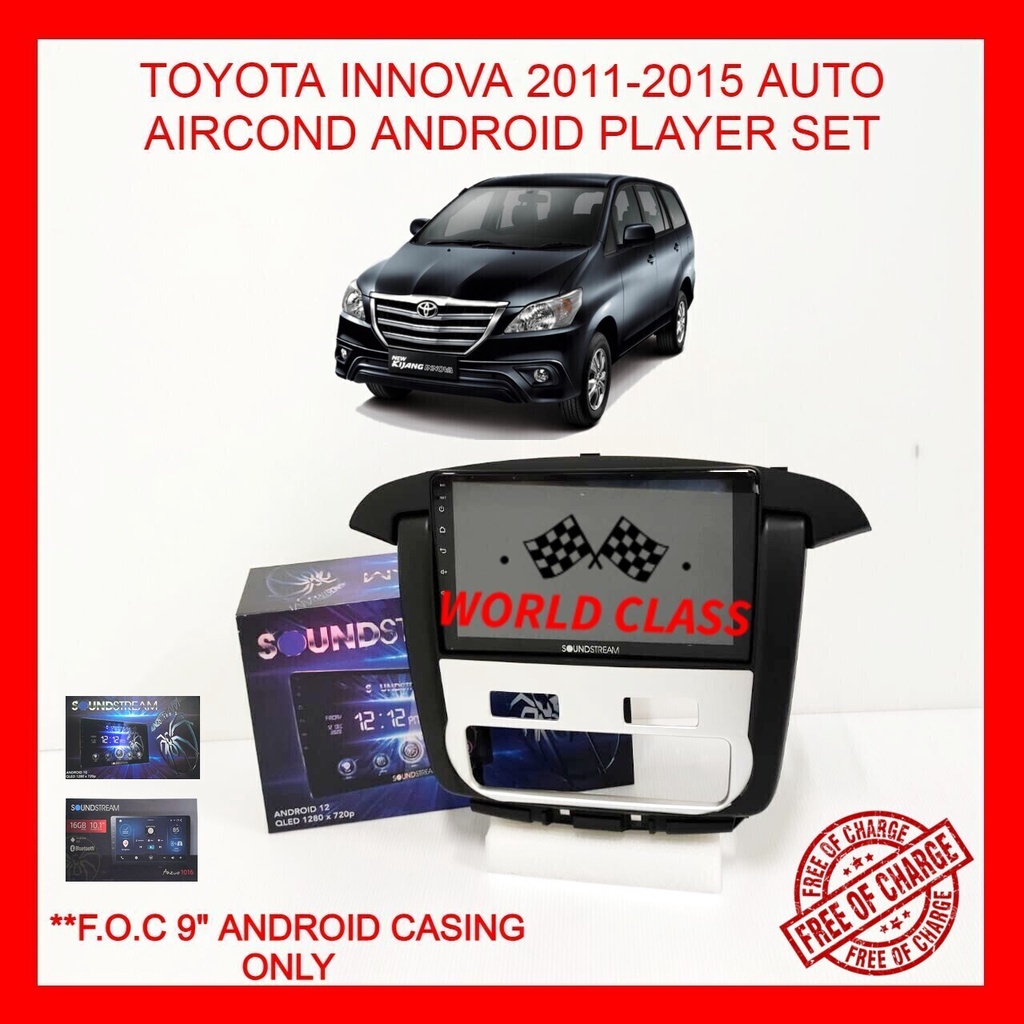 TOYOTA INNOVA 2011-2015 ( AUTO AIRCOND ) 9" SOUNDSTREAM ANDROID IPS ...