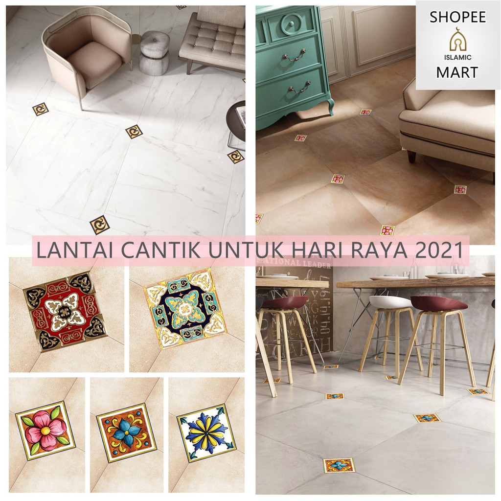 PELEKAT JUBIN LANTAI【BUNGA】PERHIASAN RUMAH RENOVATION HOME DECOR ISLAM ...