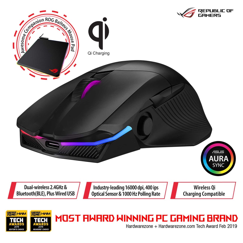 ROG Chakram RGB wireless gaming mouse with Qi charging | Shopee Malaysia