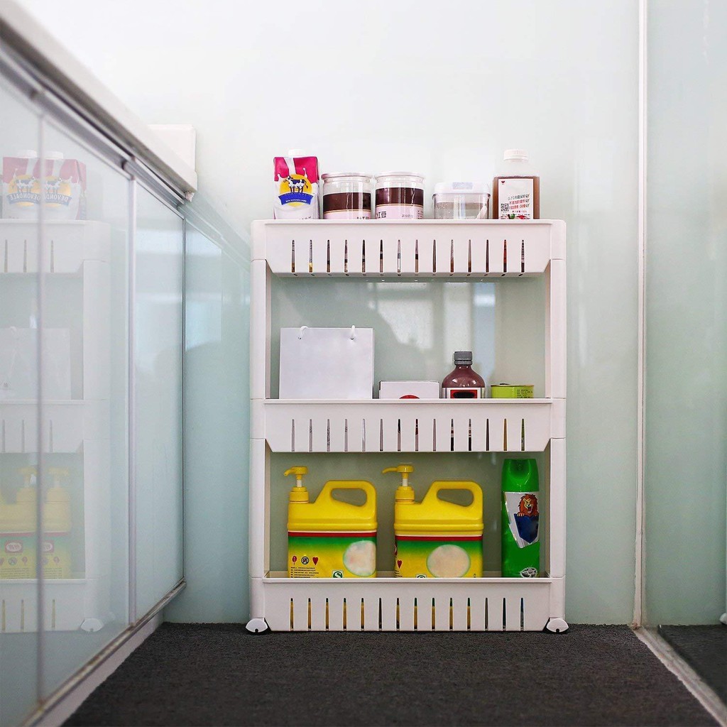 Slim Slide Out Kitchen Trolley Rack Holder Storage Shelf Tower Folding ...