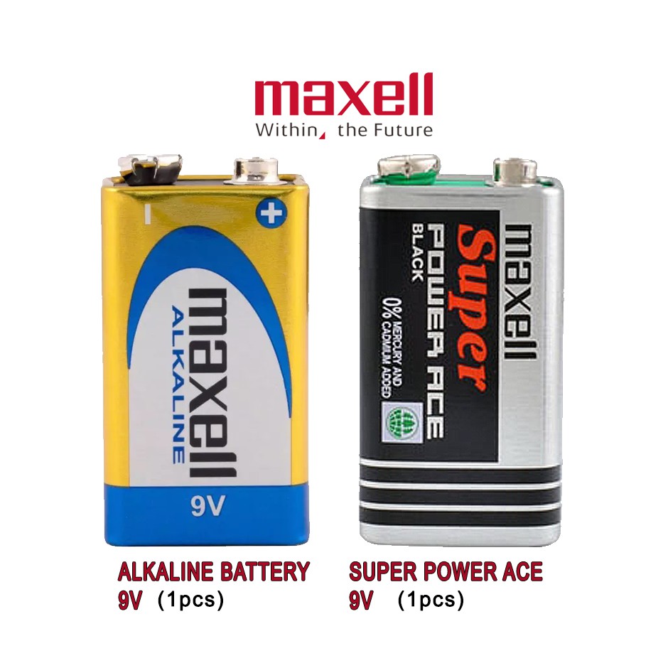 (1Pcs) Maxell Super Ace 9V Battery & Maxell Alkaline 9V Battery ...