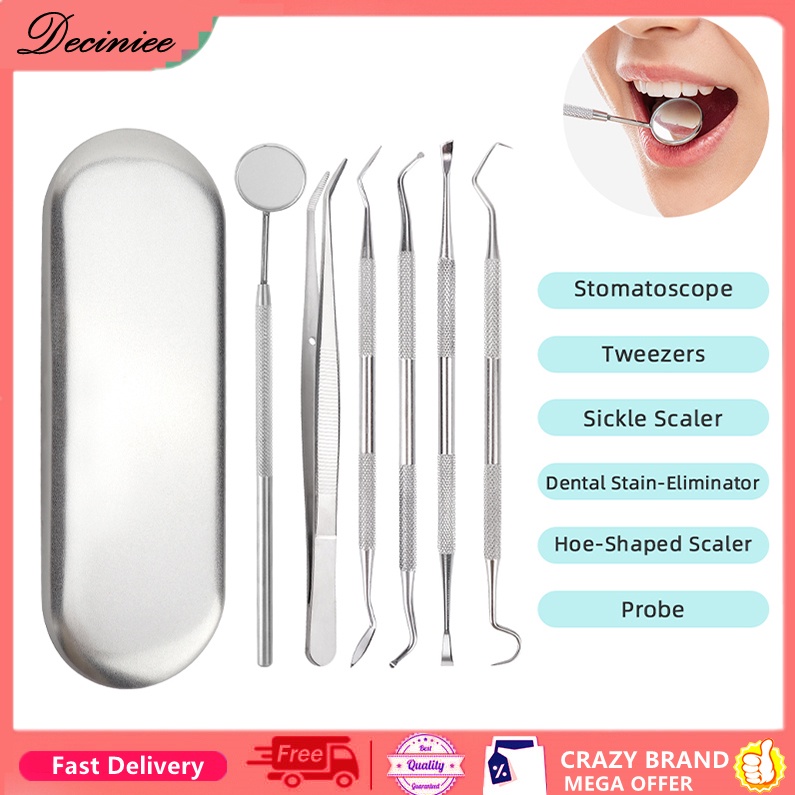 3/4/6pc Dental Mirror Stainless Steel Dental Dentist Prepared Tool Set ...