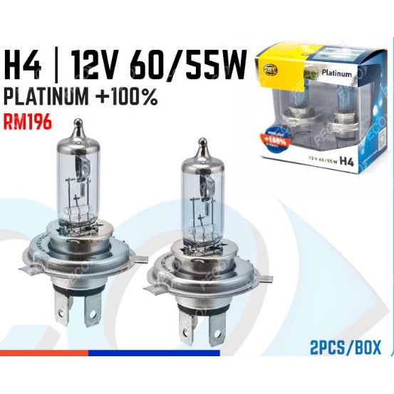 HELLA H4 51 12V 55W BULB (PLATINUM 100%) | Shopee Malaysia