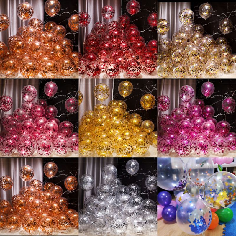 Softcloud 12 Inch Transparent Sequin Balloon Birthday Party Decoration ...