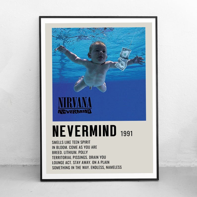 💥READY STOCK💥Nirvana Nevermind Kurt Cobain Album Art Poster Rock band ...