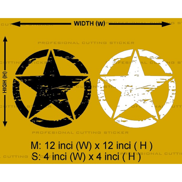 STICKER CUTTING CUSTOM STAR ARMY BINTANG FOR JEEP 4X4 FORD RANGER DAN ...