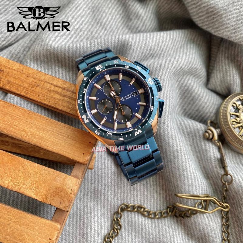 BALMER | 8118G BRG-5 Chronograph Sapphire Men's Watch Blue Stainless ...